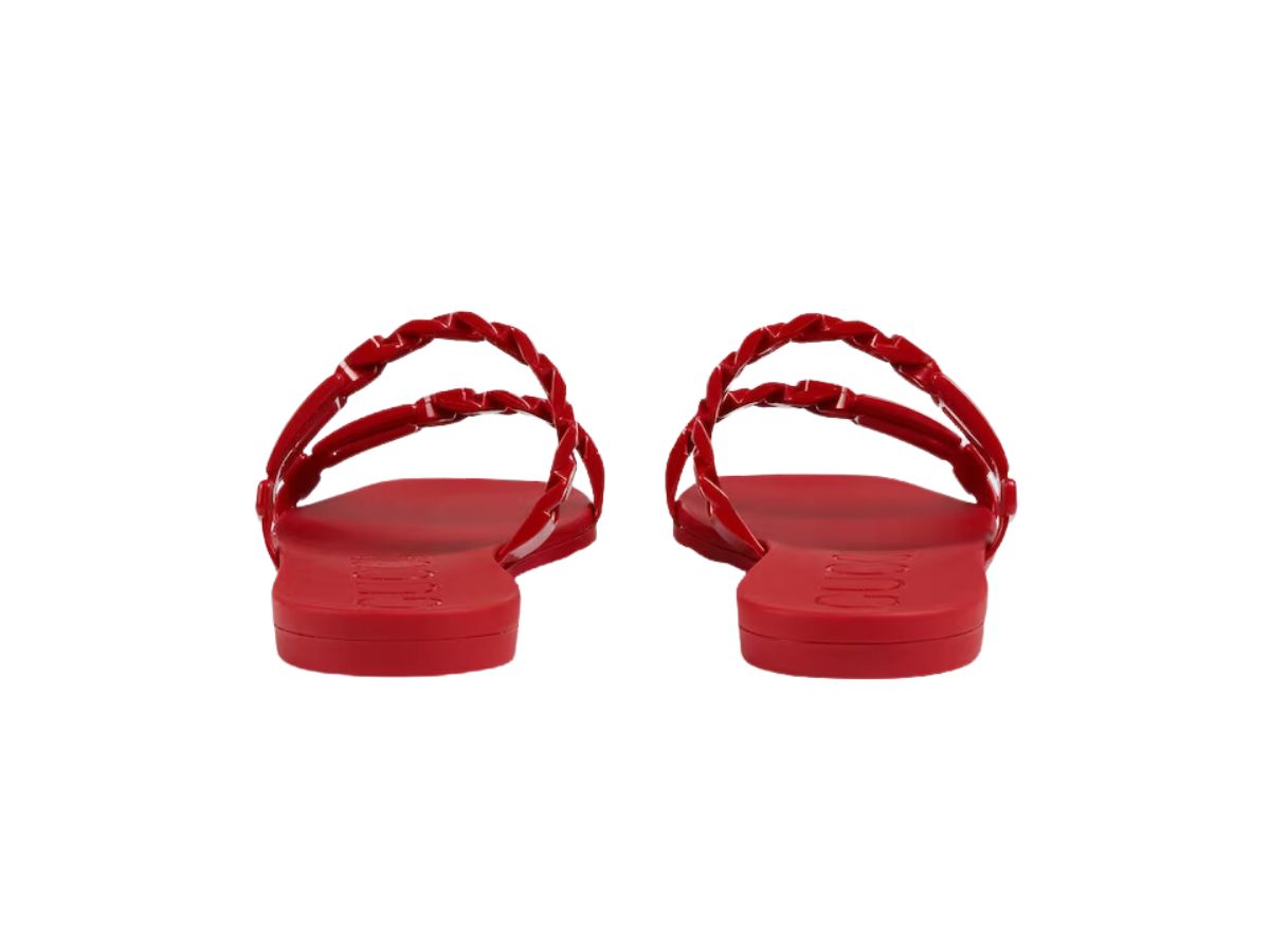 Gucci Rubber Slide Sandal In Hibiscus Red Rubber (W)