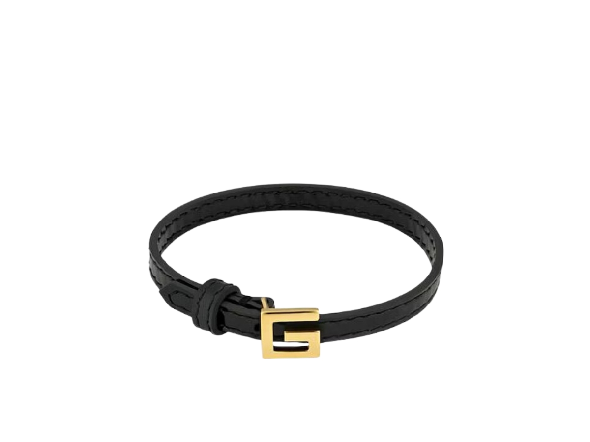 SASOM | accessories Gucci Square G Bracelet In Black Leather Check the ...