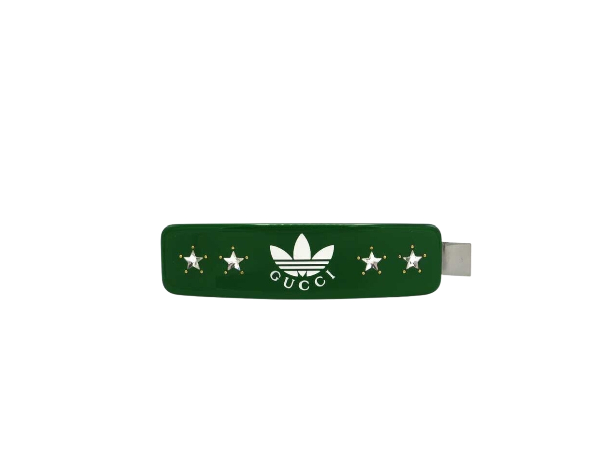 SASOM | accessories Gucci x adidas Hairslide With Stars In Green Check ...