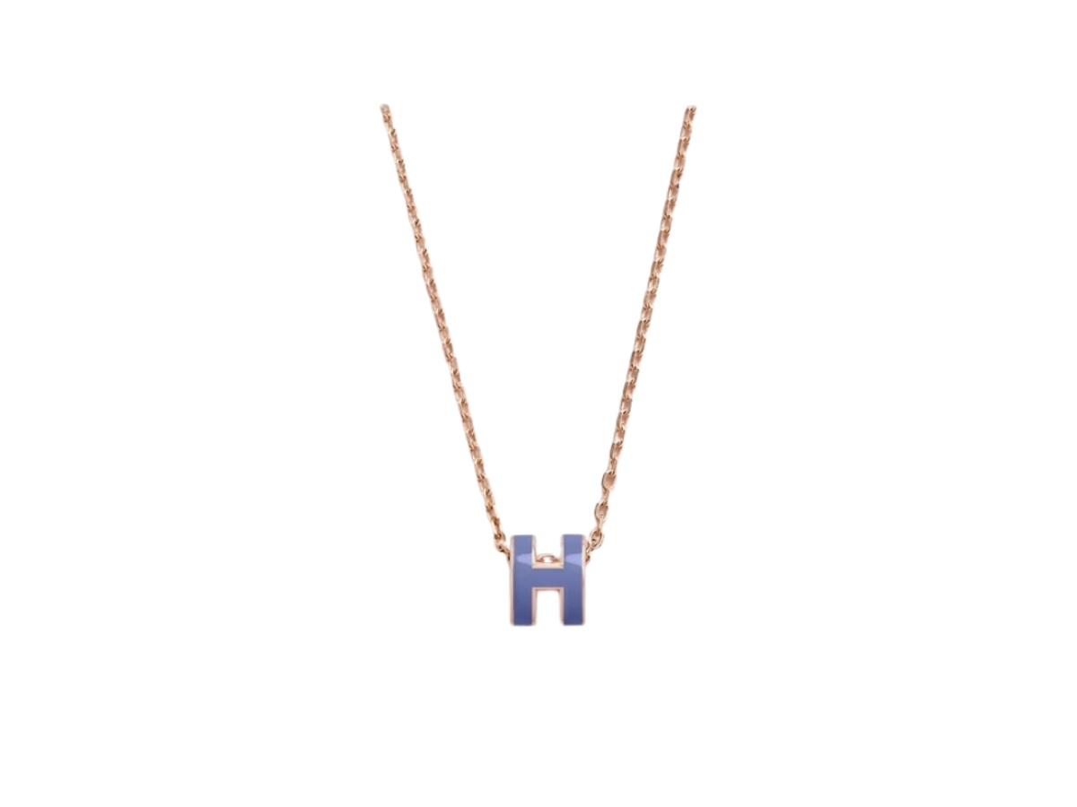 Hermes Mini Pop H Pendant In Lacquered Metal With Rose Gold-Plated ...
