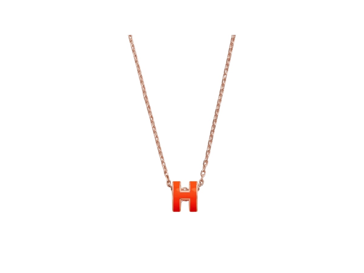 Hermes Mini Pop H Pendant In Lacquered Metal With Rose Gold-Plated ...