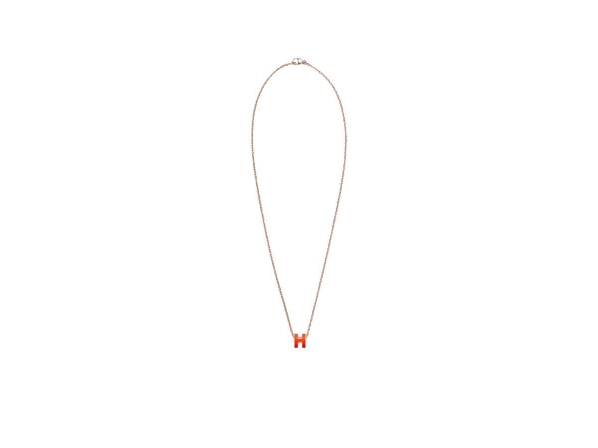Hermes Mini Pop H Pendant In Lacquered Metal With Rose Gold-Plated ...