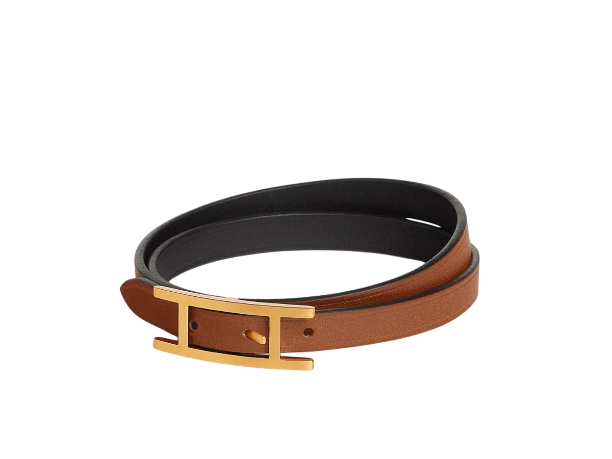 Hermes Behapi Double Tour Bracelet In Chamonix Calfskin And Tadelakt ...