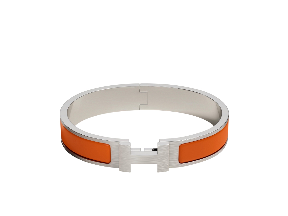 Hermes Clic HH Bracelet In Matte Enamel With Brushed Palladium-Plated Hardware Orange Mat