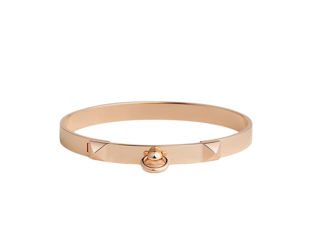 Hermes Collier De Chien Bracelet Small Model In Rose Gold