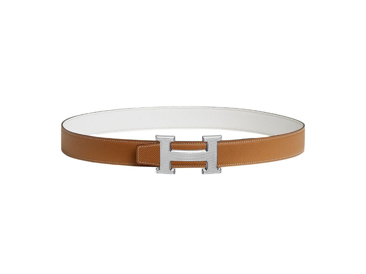 Hermes H Guillochee Belt Buckle & Reversible Leather Strap 32 MM In Togo Calfskin With ...