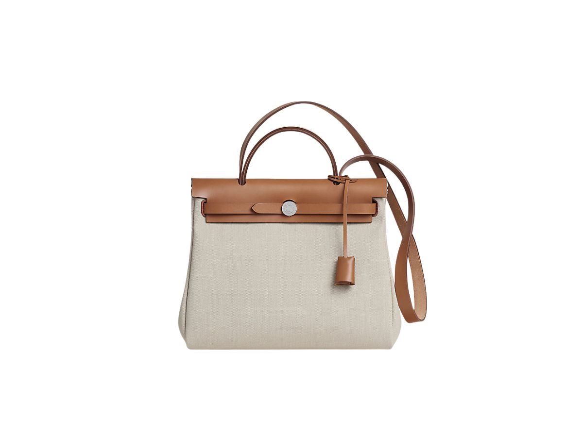 Hermes Herbag Zip 31 Bag In Military Canvas With Palladium-Plated Beton ...