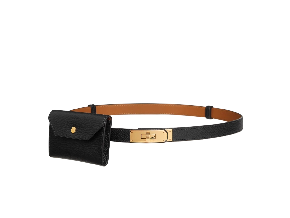 Hermes Kelly Pocket 18 Belt In Epsom Calfskin With Gold Hardware Noir