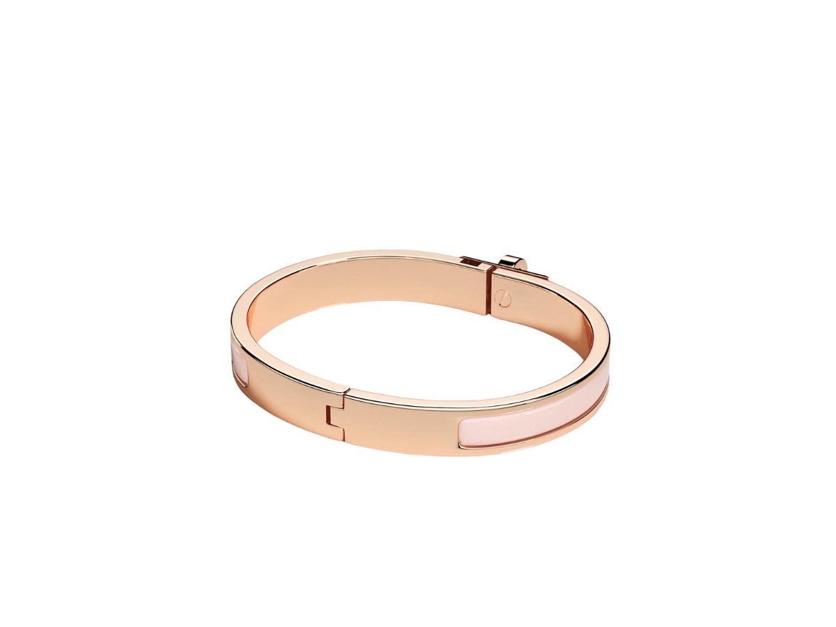 Hermes Mini Clic Kelly Bracelet In Enamel With Rose Gold Plated Metalic ...