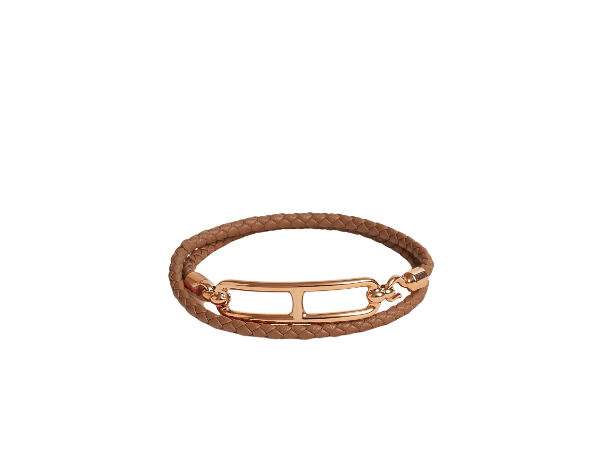 Hermes Roulis Double Tour Bracelet In Swift Calfskin With Rose Gold ...