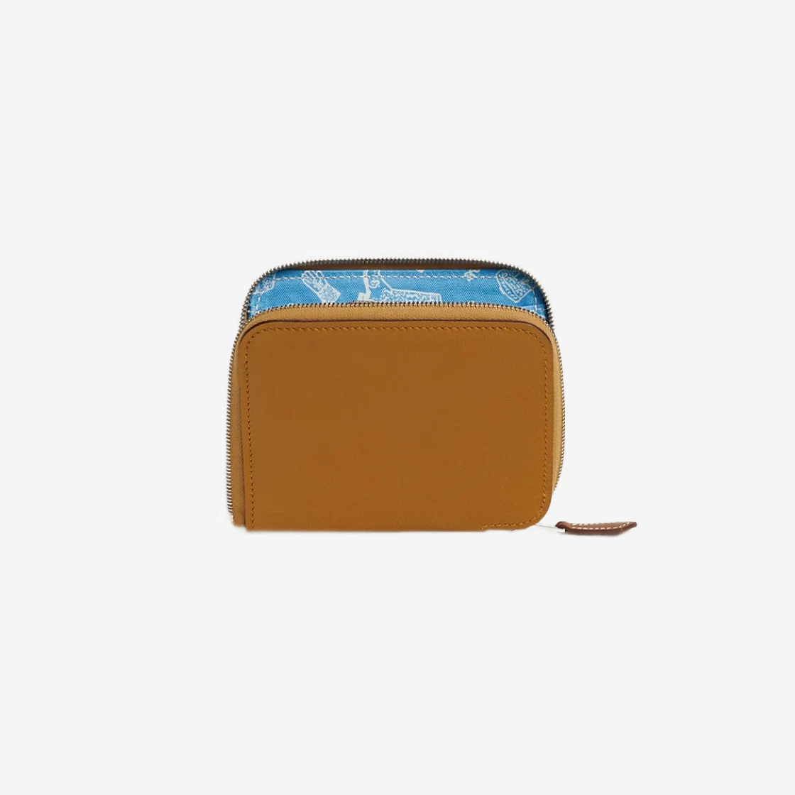Hermes Silk'In Compact Wallet Evercolor & Palladium Caramel Celeste