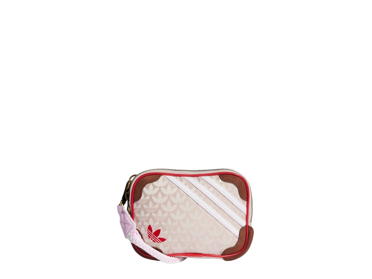 adidas Trefoil Monogram Jacquard Suede Mini Airliner Bag Wonder Taupe Preloved Brown Better Scarlet