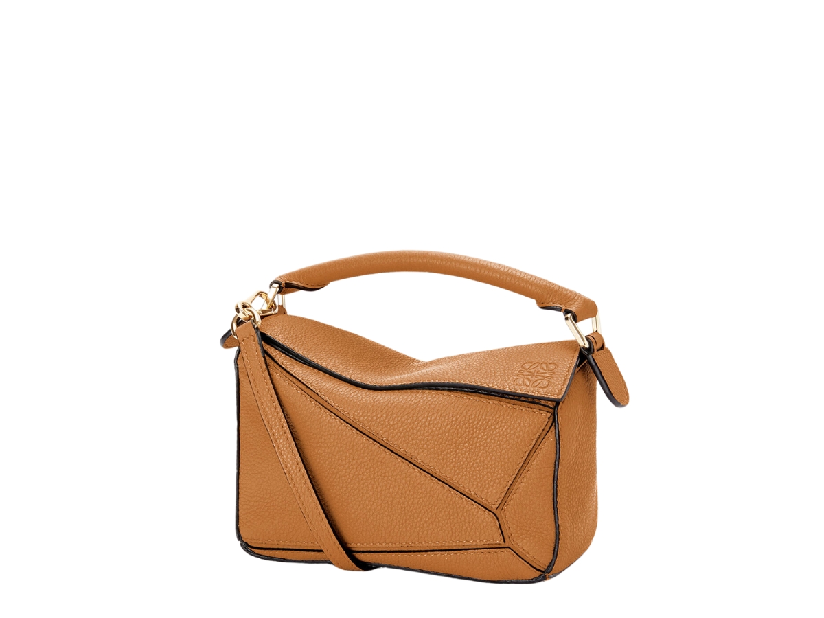 Loewe Mini Puzzle Bag In Soft Grained Calfskin With Gold Metallic ...