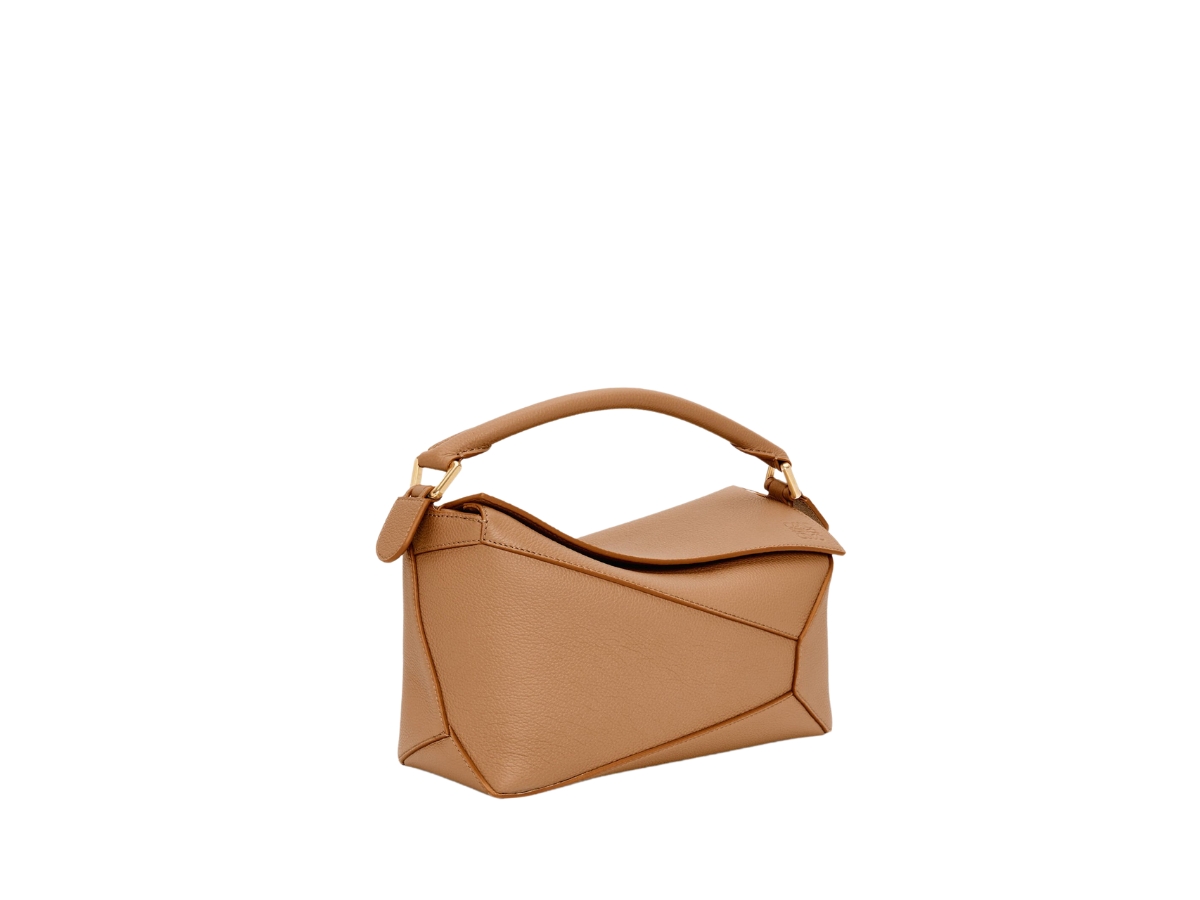Loewe Small Puzzle Bag In Soft Grained Calfskin With Gold Hardware Toffee