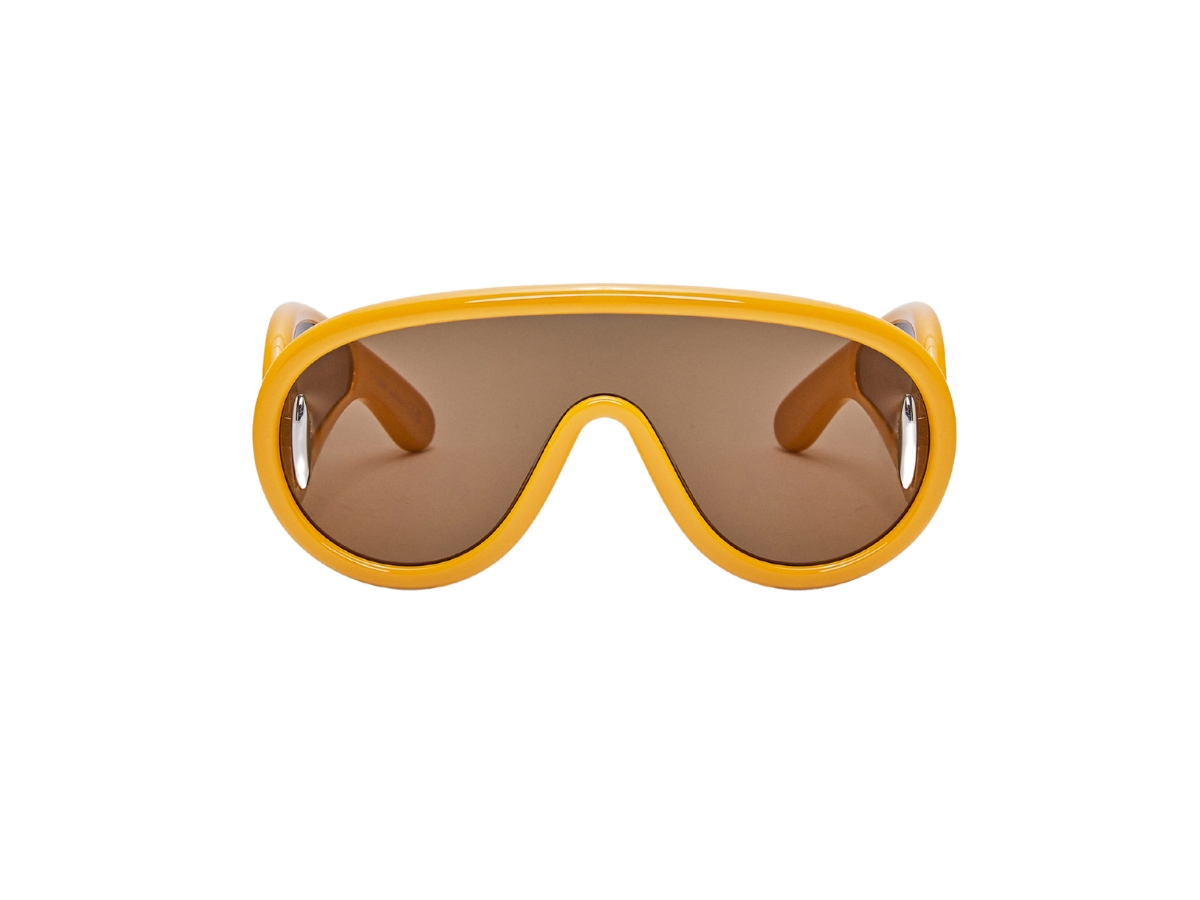Loewe Wave Mask Sunglasses In Earth Yellow Acetate Frame With Brown Lenes