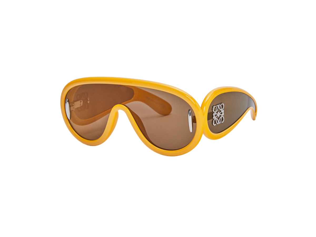 Loewe Wave Mask Sunglasses In Earth Yellow Acetate Frame With Brown Lenes