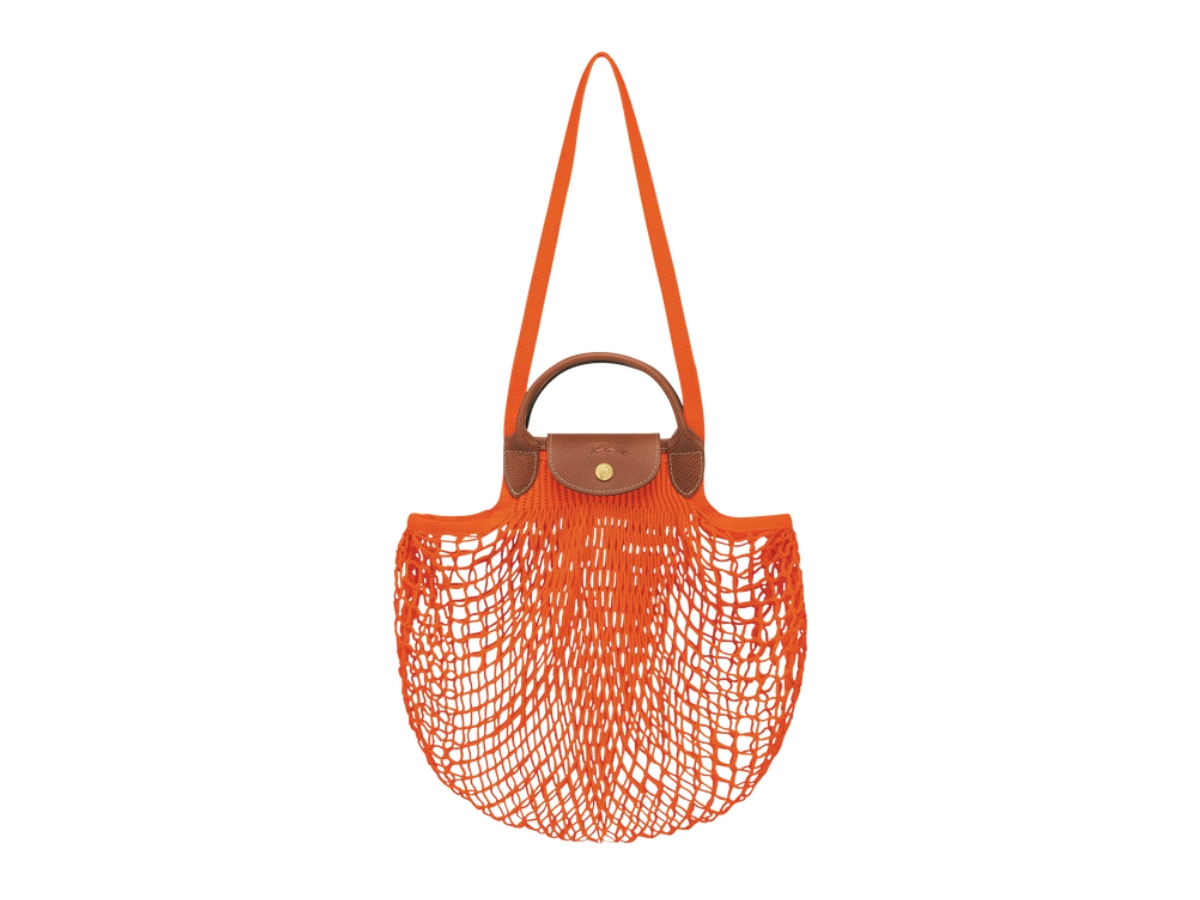Longchamp Le Pliage Filet Mesh Bag L In Cotton Canvas With Gold Metal ...