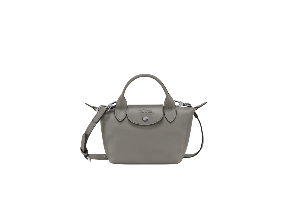 Longchamp Le Pliage Xtra XS Handbag In Cowhide Leather With Dark Silver ...