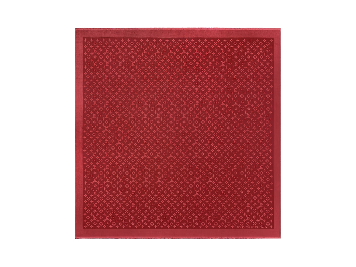 Louis Vuitton Monogram Classic Shawl Dark Red | ของแท้