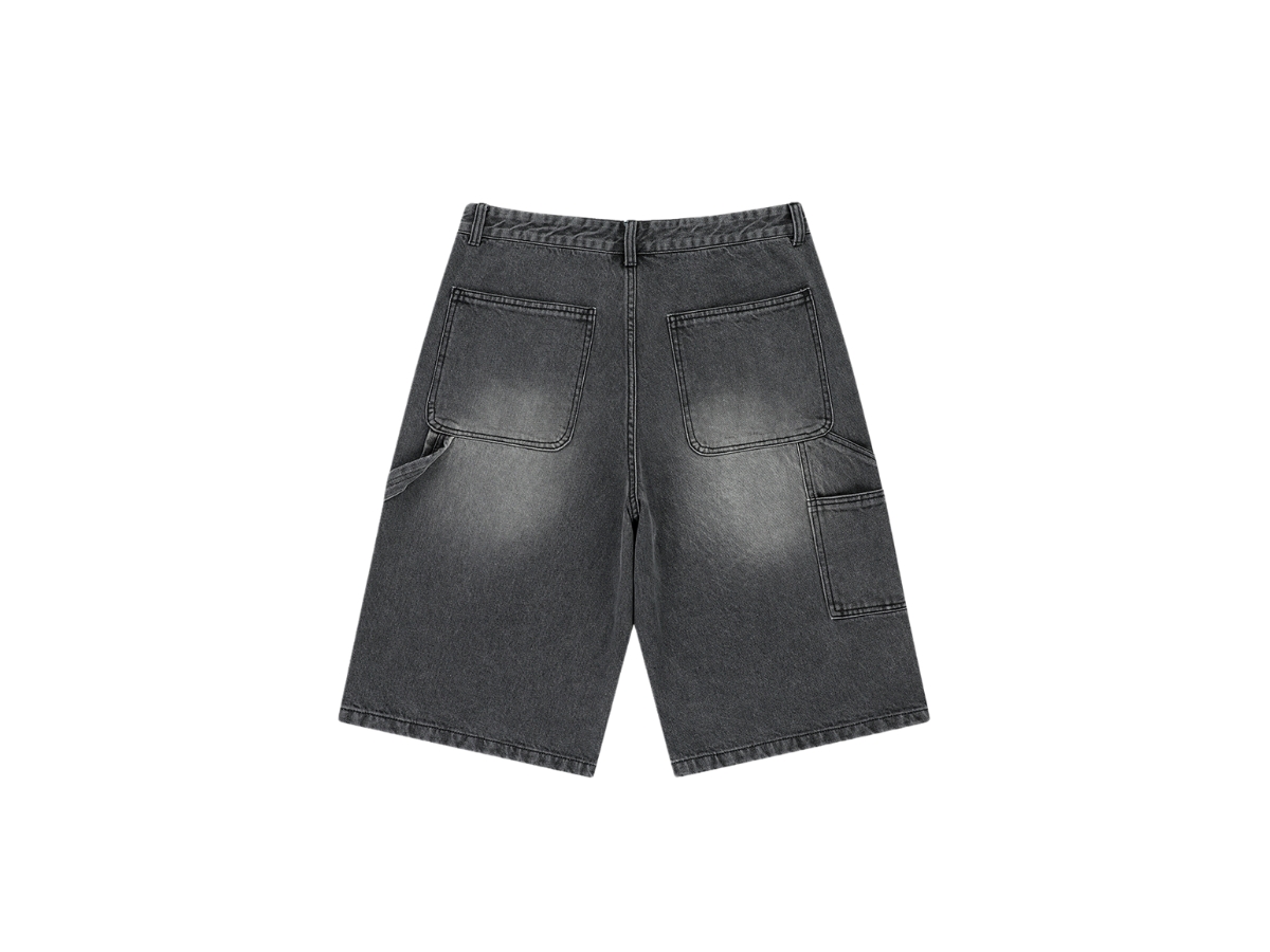 Mahagrid Stud Double Knee Denim Short Black | ของแท้