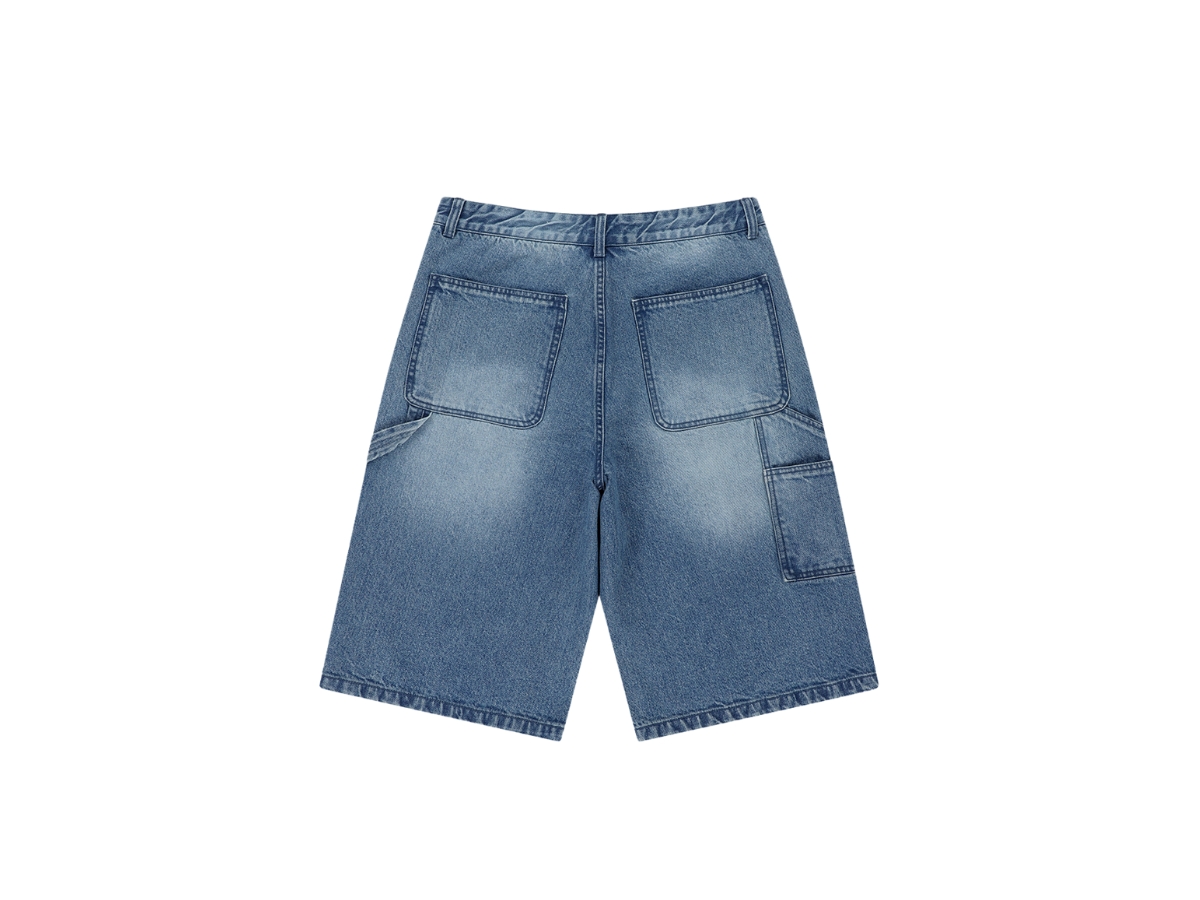 Buy Mahagrid Stud Double Knee Denim Short Blue | SASOM
