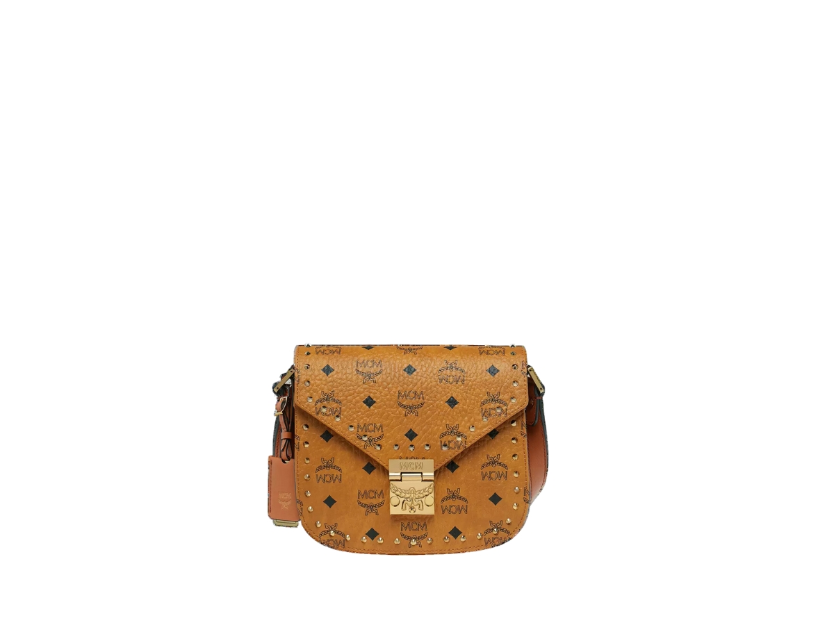 MCM Small Tracy Shoulder Bag In Visetos Coated Canvas With Dark Gold ...