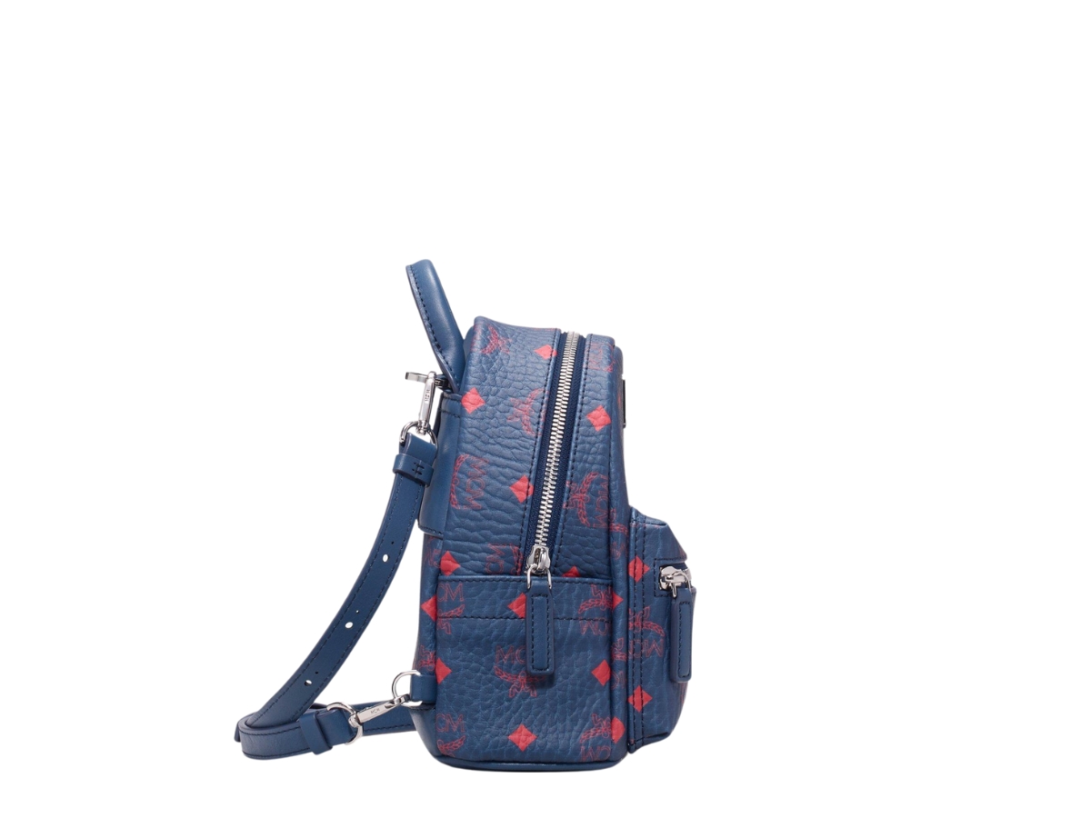 MCM X-Mini Stark Bebe Boo Backpack in Visetos Deep Blue Sea