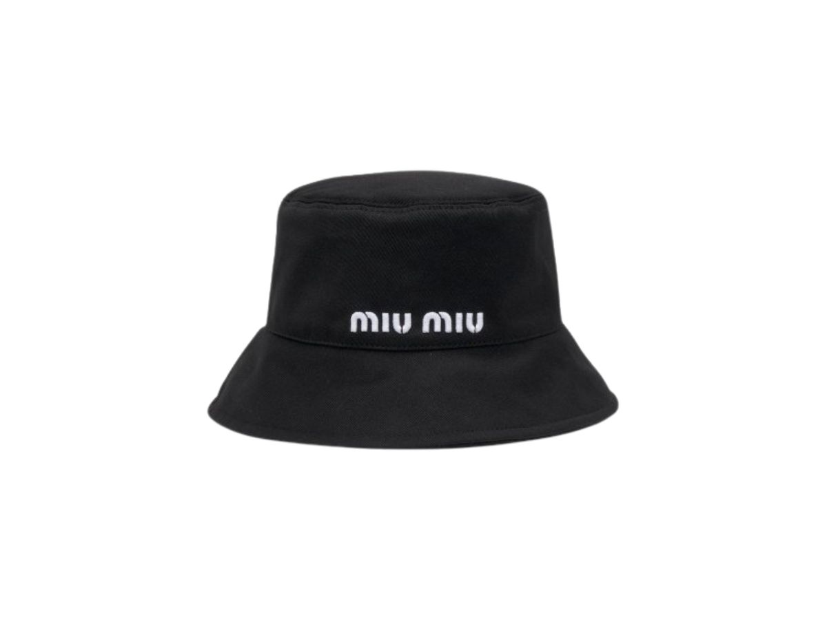 ช้อป Miu Miu Cotton Bucket Hat Blackของแท้ที่ SASOM