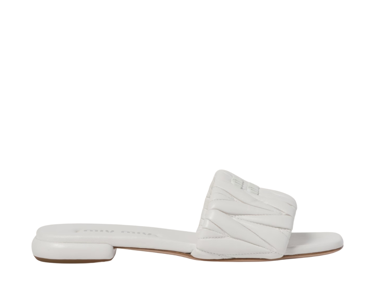 Miu Miu Matelassé Nappa Leather Slides In Leather Sole With Metal ...