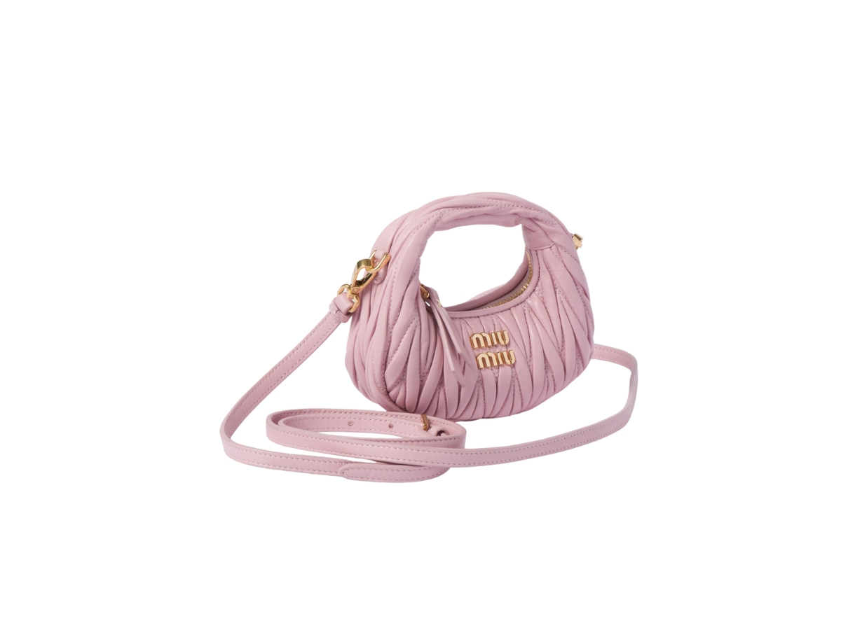 SASOM | กระเป๋า Miu Miu Wander Matelassé Nappa Leather Micro Hobo Bag In Leather With Metal ...