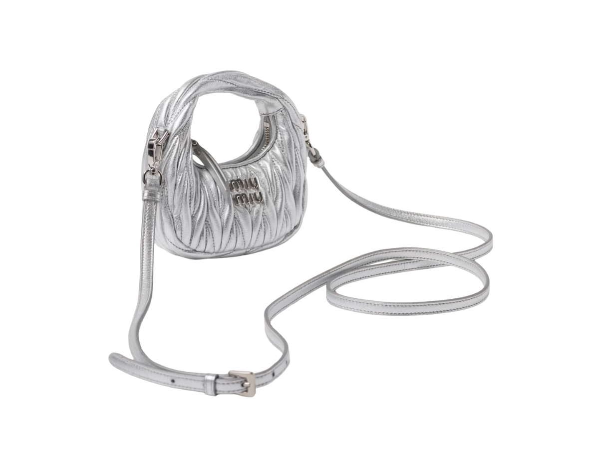 SASOM | กระเป๋า Miu Miu Wander Matelassé Nappa Leather Micro Hobo Bag In Leather With Metal ...