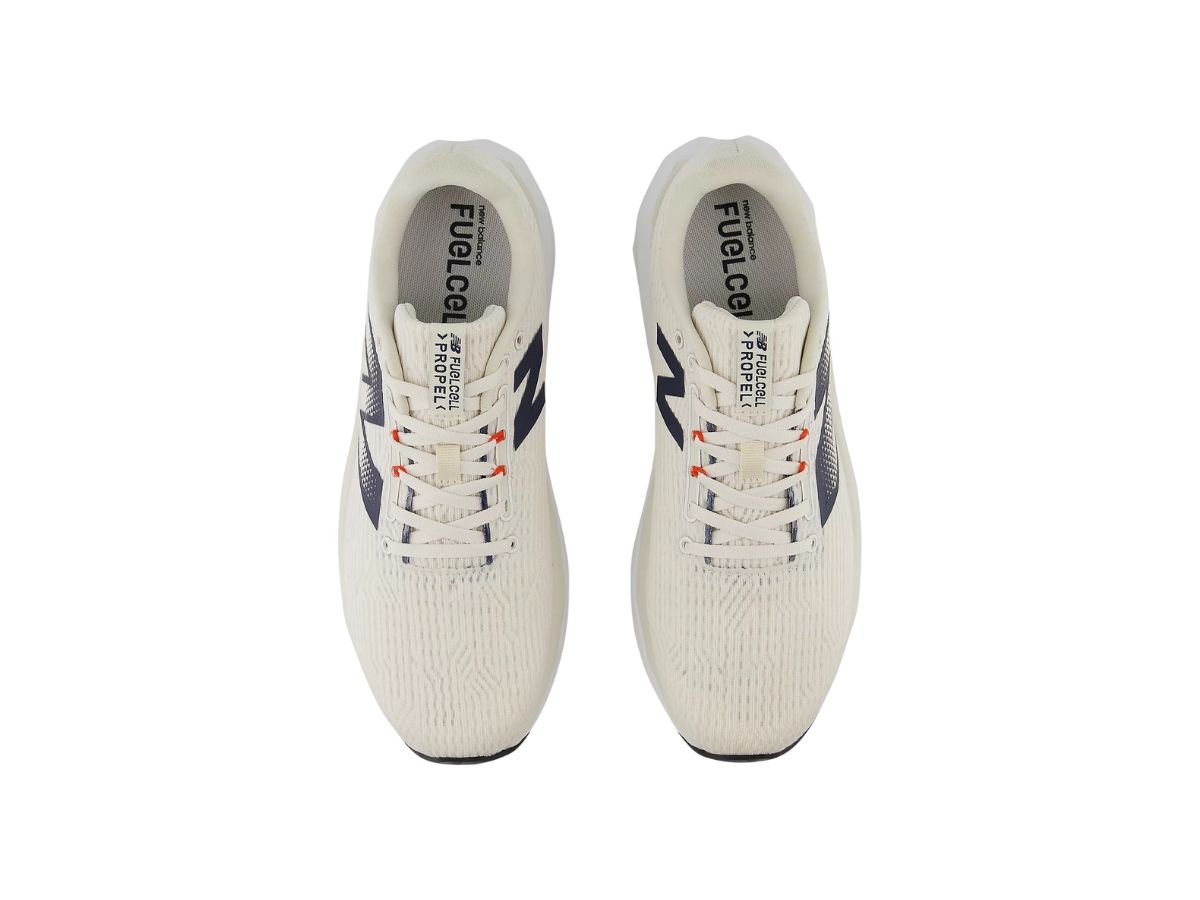 New Balance Fuelcell Propel V5 Linen With Nb Navy And Neo Flame