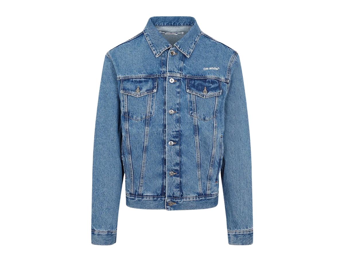 Off-White Chest Logo Printing Denim Jacket Blue | ของแท้