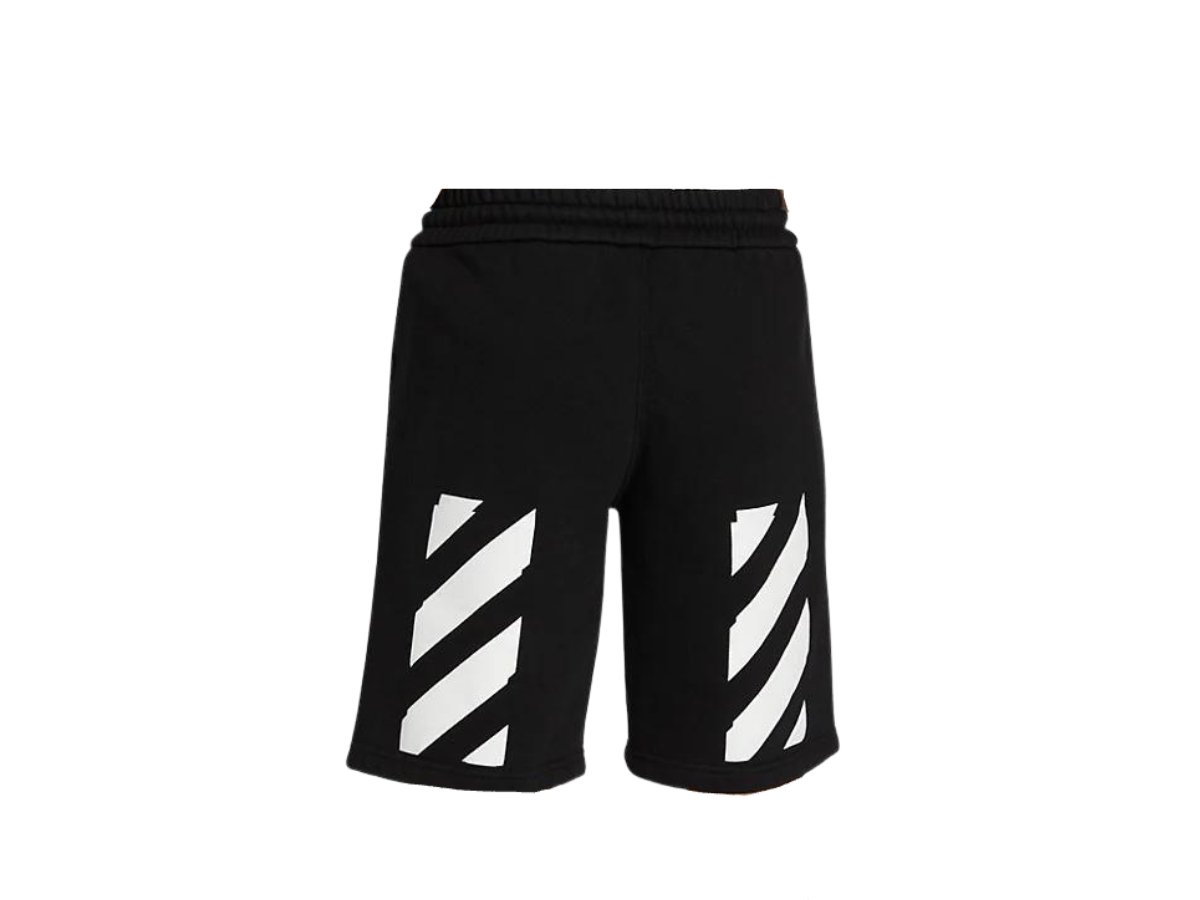 SASOM | apparel Off-White Diag-Stripe Print Track Shorts Black Check ...