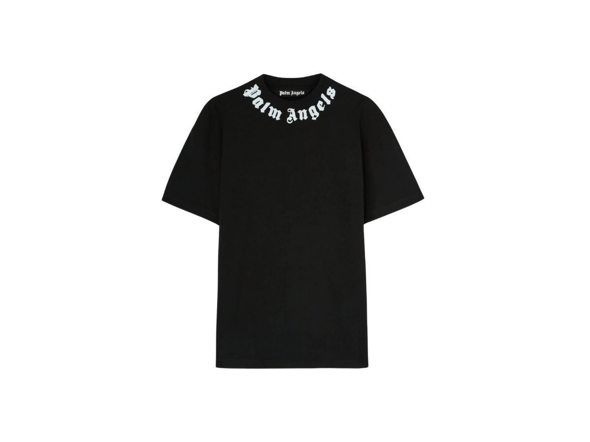 Palm Angels Neck Logo T-Shirt Black Off White | ของแท้