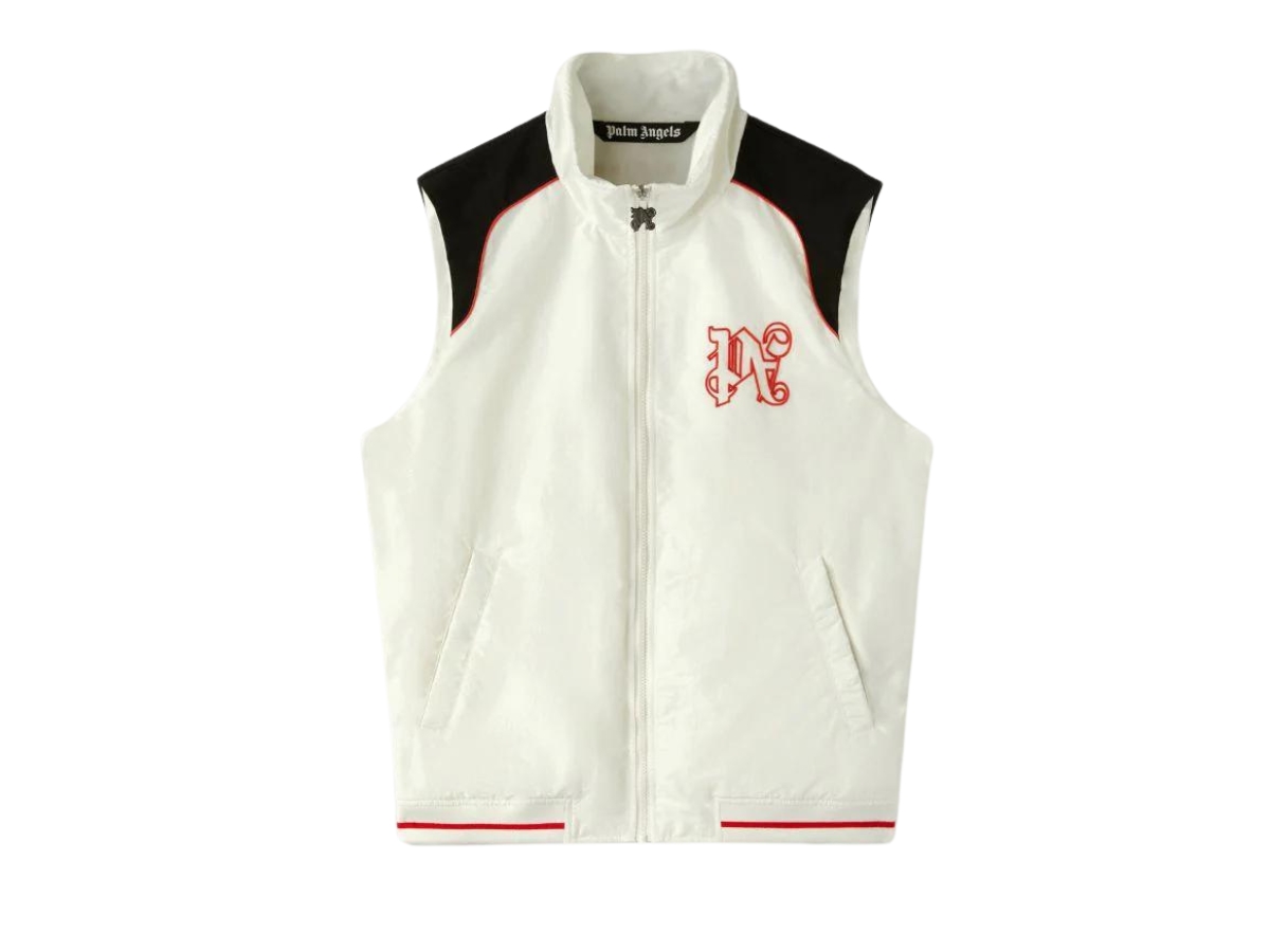Buy Palm Angels Racing Paddock Vest White Red Black | SASOM