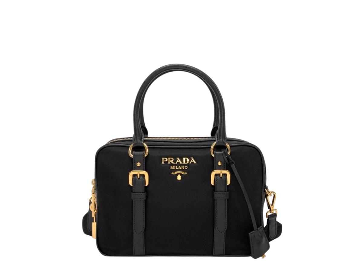 SASOM | bags Prada Belt Point Tote In Nylon Saffiano Leather With Gold ...