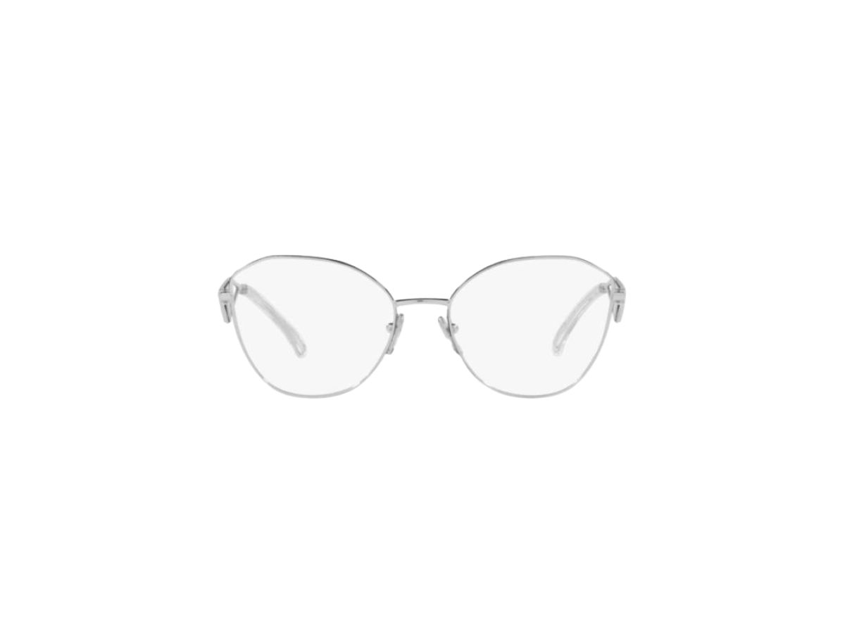 Prada Eyeglasses In Silver Steel With Transparent Lens