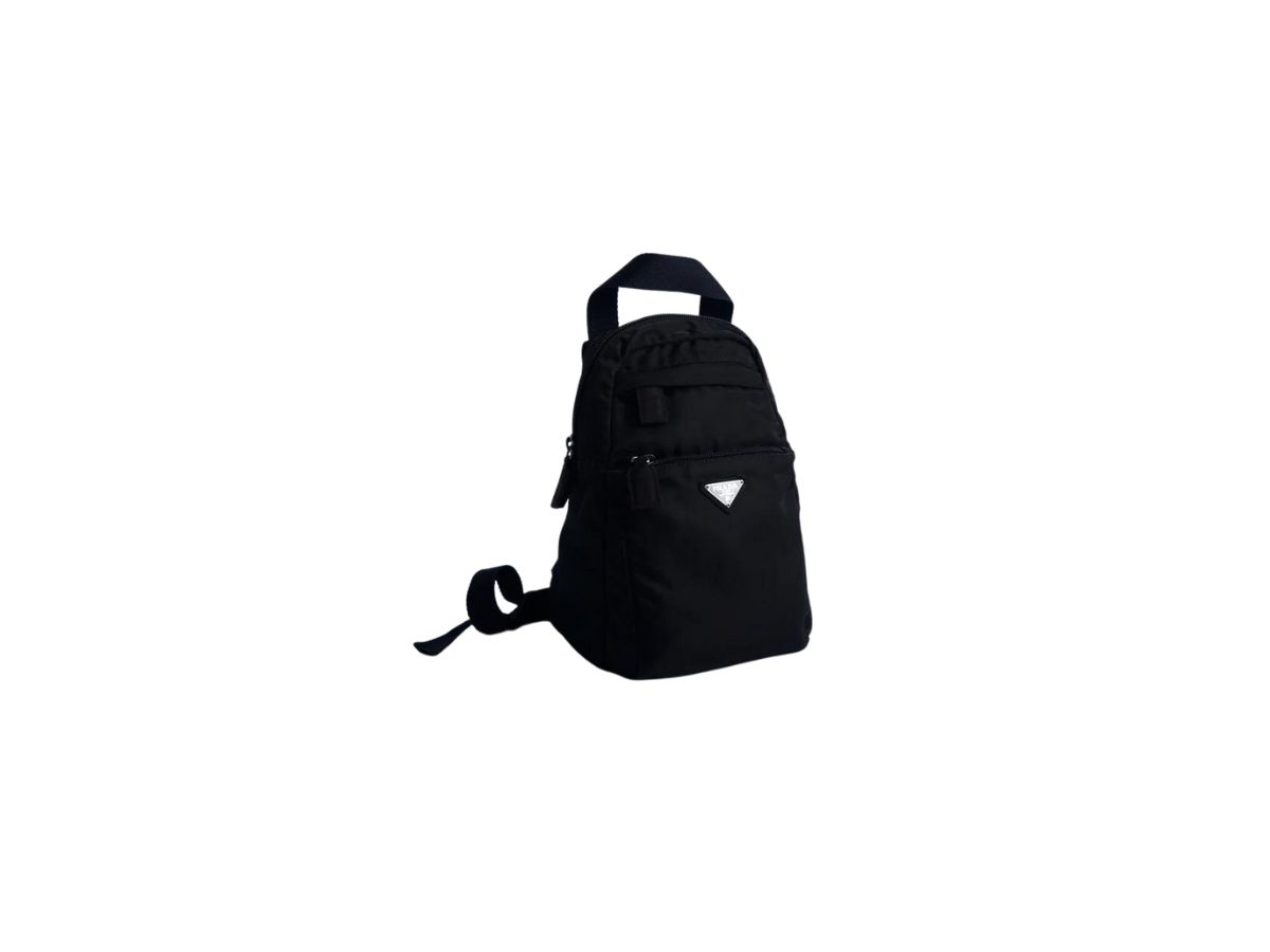 Prada Nylon Mini Backpack With Enameled Metal Triangle Logo Black
