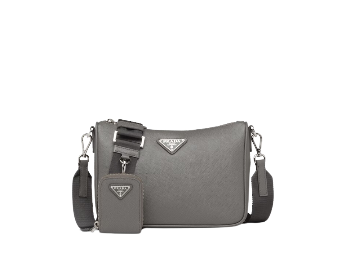 Prada Saffiano Leather Shoulder Bag In Leather With Removable Pocket ...