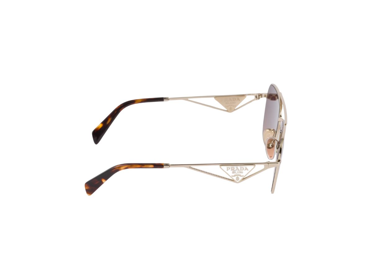 Prada Sunglasses With Triangle Logo In Gold Metal Frame With Gradient ...