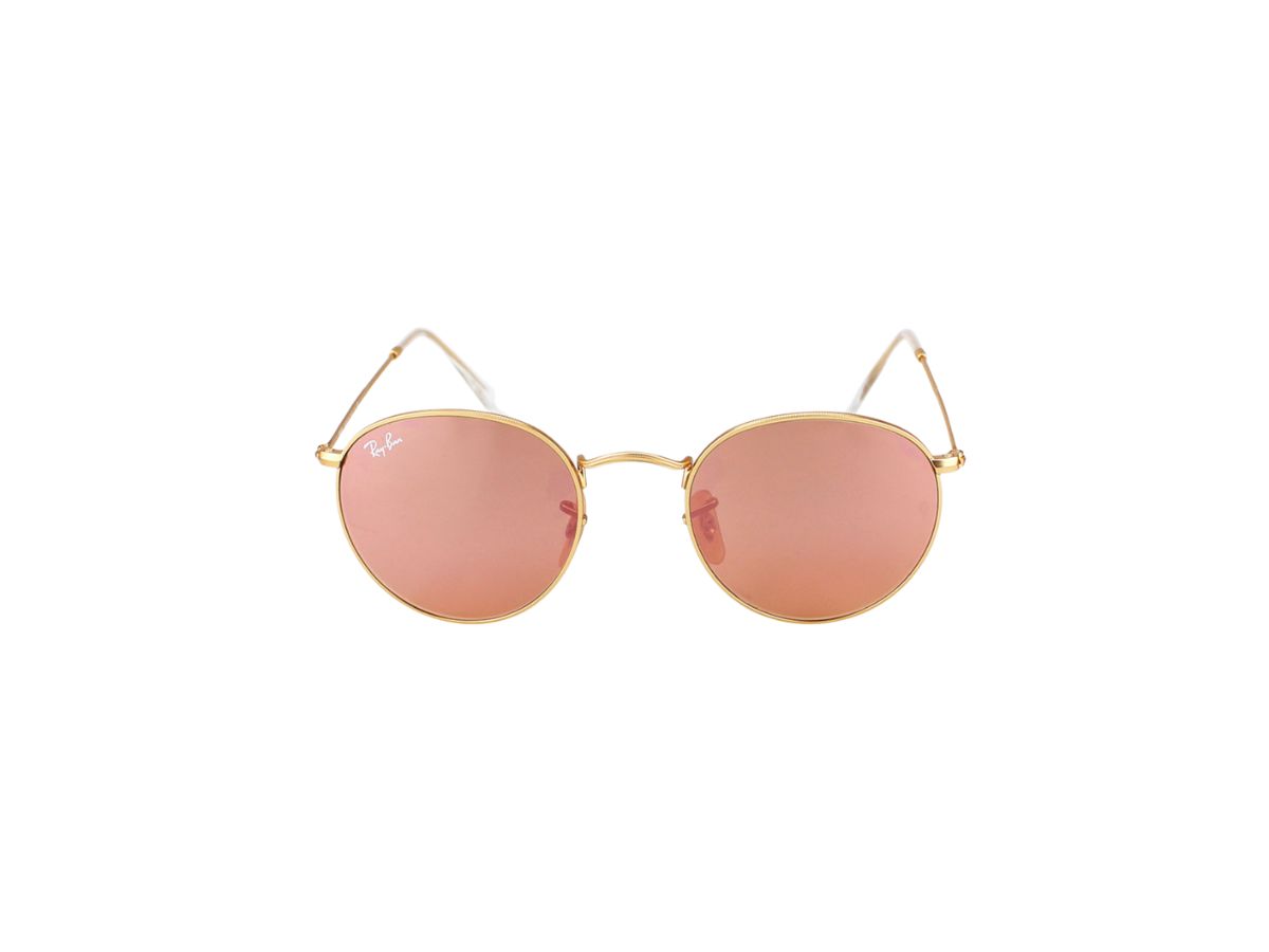 Ray-Ban RB 3447 Round Metal Sunglasses In Gold Frame With Pink Lenses