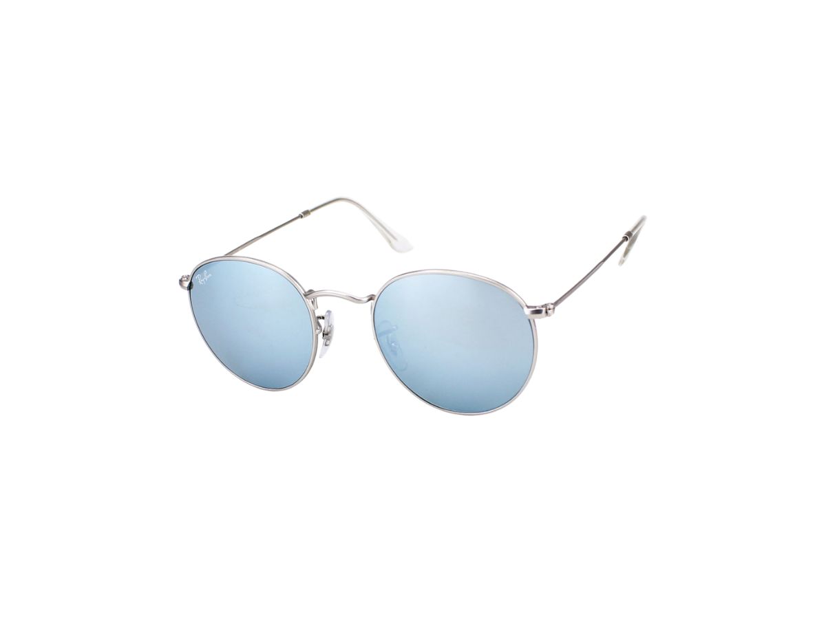 Ray-Ban RB 3447 Round Metal Sunglasses In Silver Frame With Mirror Lenses