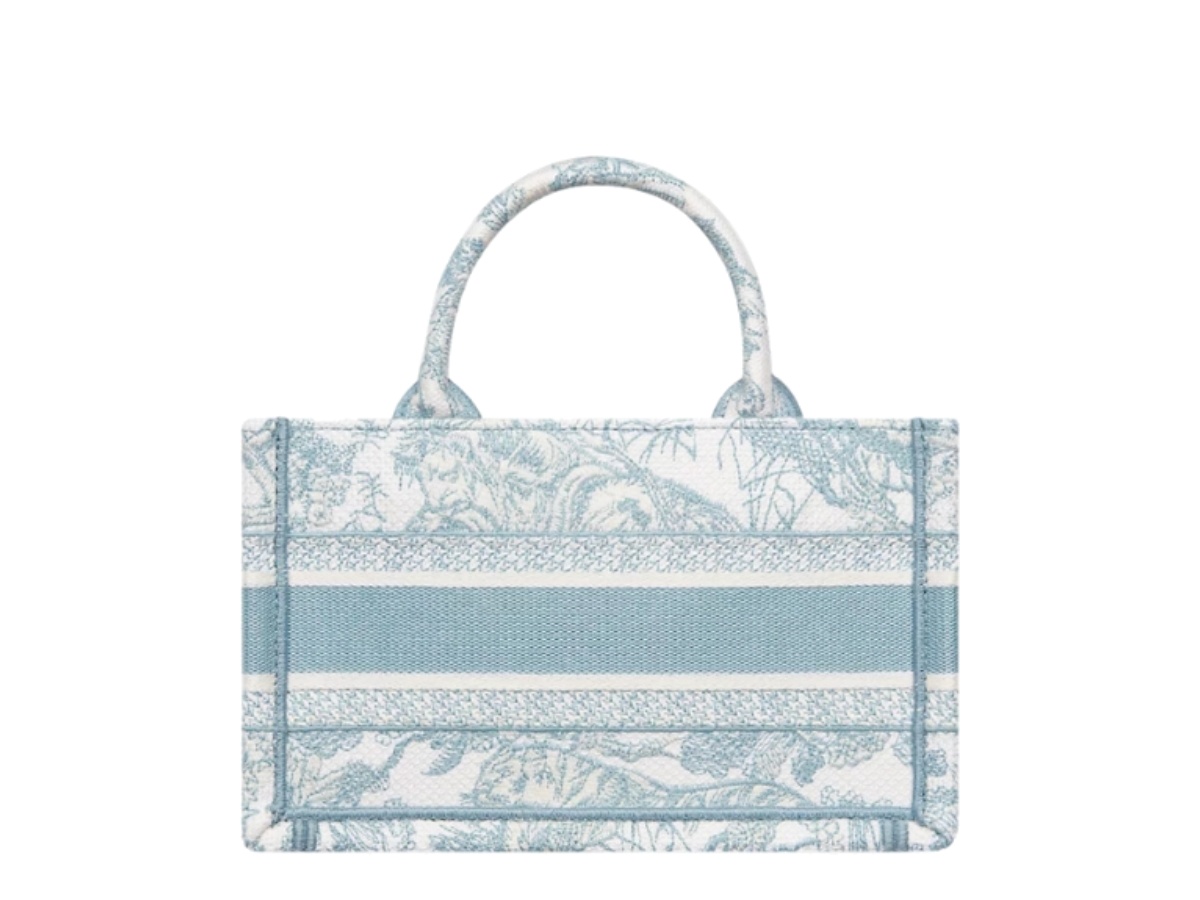 Dior Dioriviera Mini Dior Book Tote In White And Celestial Blue Toile ...