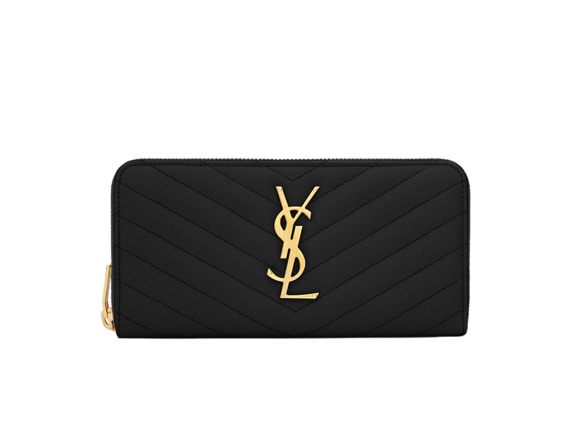 Saint Laurent Cassandre Matelassé Zip Around Wallet In Grain De Poudre ...