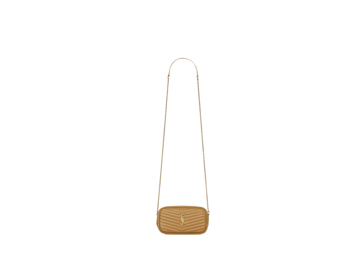 Saint Laurent Mini Lou In Quilted Leather With Bronze Hardware Praline