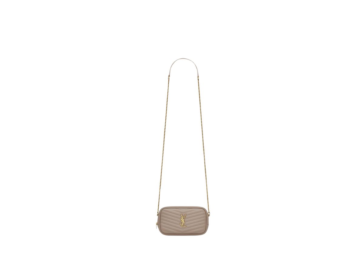 Saint Laurent Mini Lou In Quilted Leather With Bronze Hardware Greyish ...