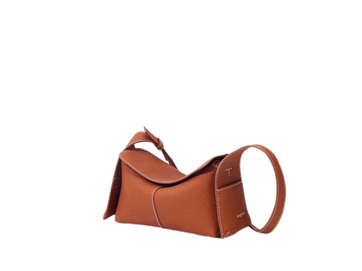 Songmont Mini Drippy Roof Bag In Full-Grain Leather With Stainless ...