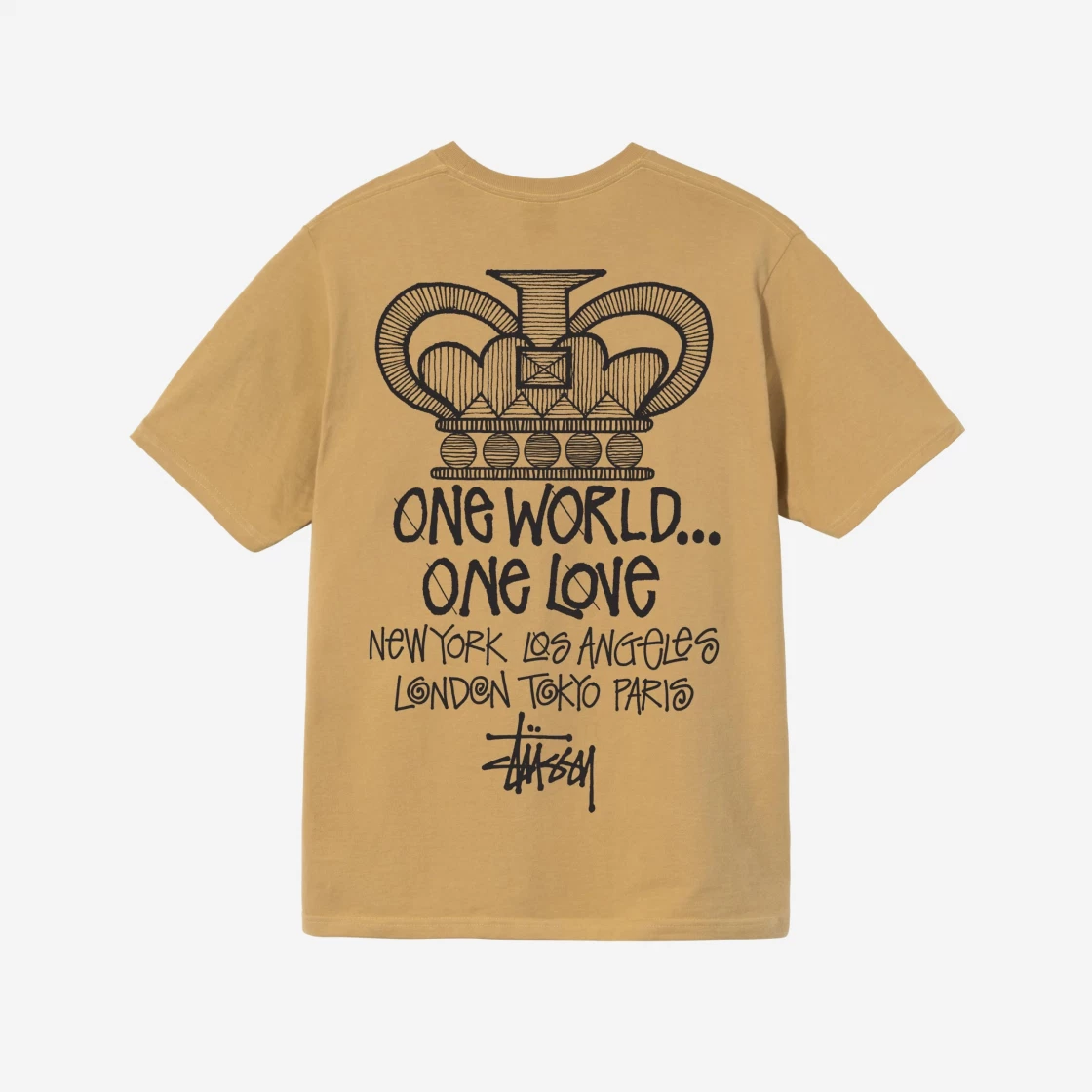 ช้อป Stussy One World T-Shirt Khakiของแท้ที่ SASOM