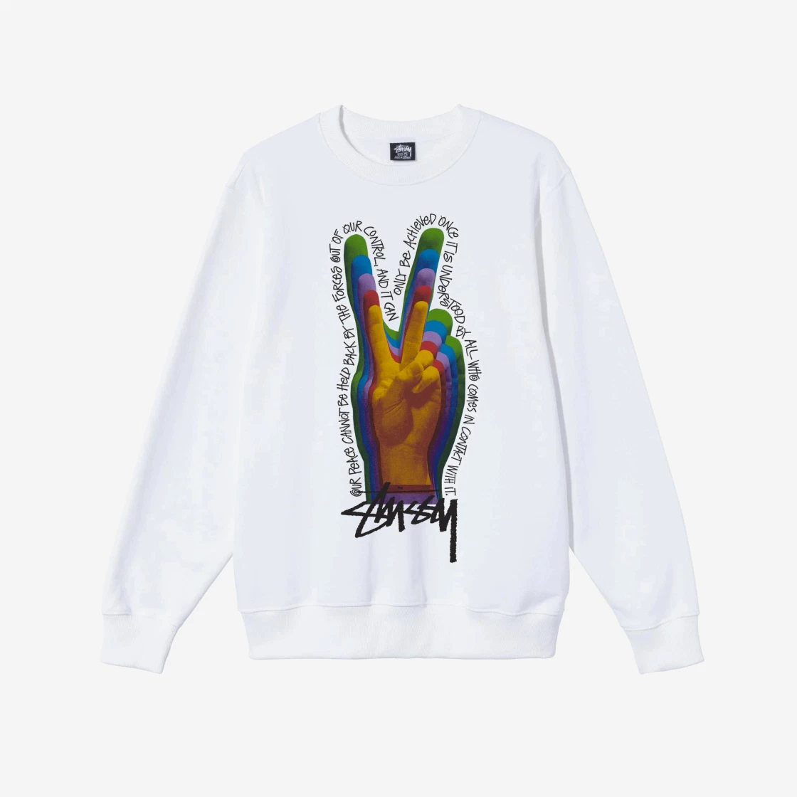 Stussy Peace Sign Crew White Shop Authentic at SASOM